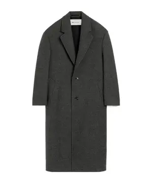 AMI Paris Single-breasted Long Coat - Carbon Grey
