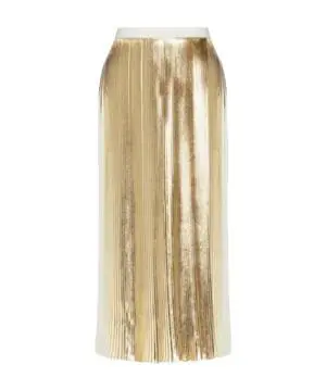 Valentino Garavani Two-tone Pleated Midi Skirt - Nude