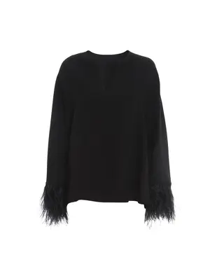Valentino Garavani Embellished Cuff Lightweight Blouse - Black
