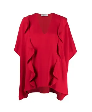 Valentino Garavani Ruffled Drape Blouse - Red