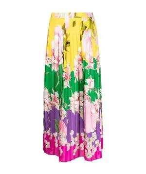 Valentino Garavani Pleated Floral Midi Skirt - Pink