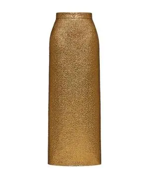 Valentino Garavani Metallic Vgold Midi Skirt - Brown