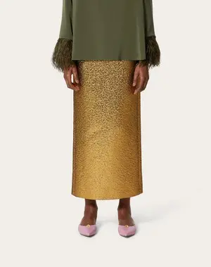 Valentino Garavani Metallic Vgold Midi Skirt