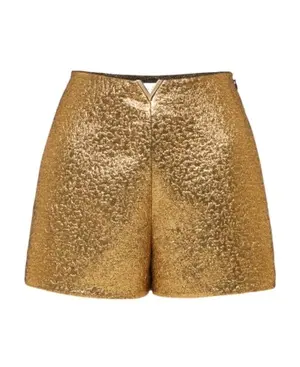 Valentino Garavani Vgold Metallic Shorts - Brown