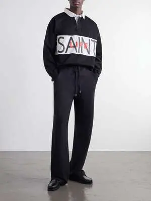 SAINT MXXXXXX Saint Life Printed Cotton-jersey Polo Shirt