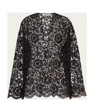 Valentino Garavani Long-sleeve Lace-overlay Blouse
