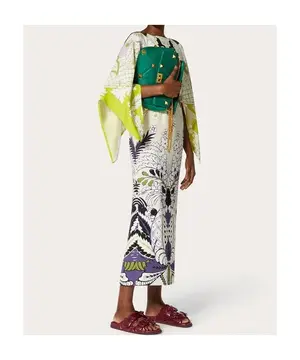 Valentino Garavani Tropical Word Arazzo Kaftan Dress