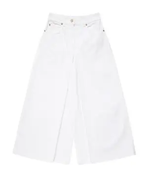 Valentino Garavani Logo Plaque-detail Layered Wide-leg Jeans - White