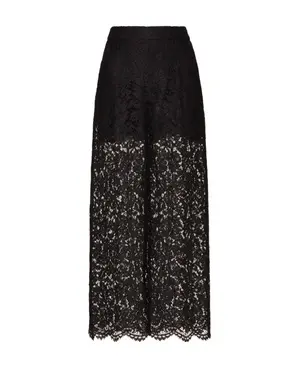 Valentino Garavani Floral Lace Cropped Trousers - Black
