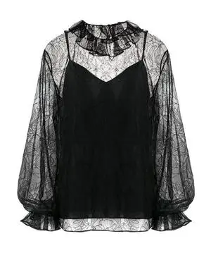 Valentino Garavani Logo Lace Blouse - Black