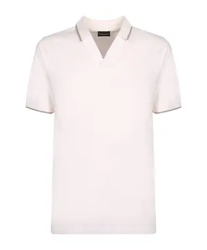 Emporio Armani Logo Embrodiered V-neck Polo Shirt - No