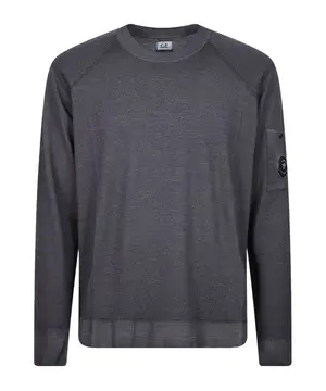 C.P. COMPANY Lens-detail Raglan-sleeve Sweater - Grey