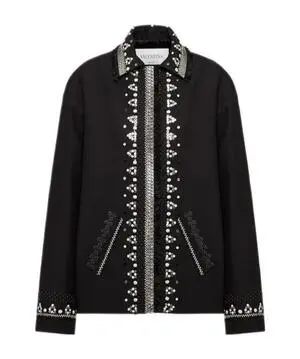 Valentino Garavani Embroidered Long-sleeved Casual Jacket - Black