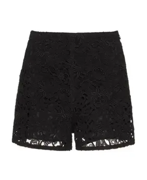 Valentino Garavani Floral Motif Crochet Shorts - Black