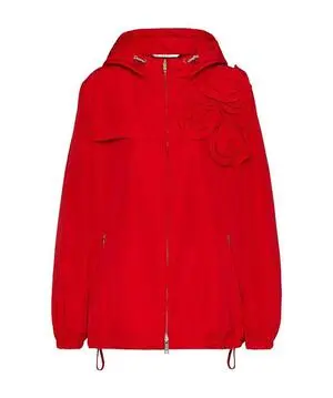 Valentino Garavani Floral-detail Hooded Jacket - Red