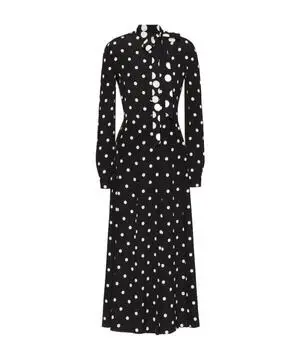 Valentino Garavani Long-sleeve Polka-dot Dress - Black