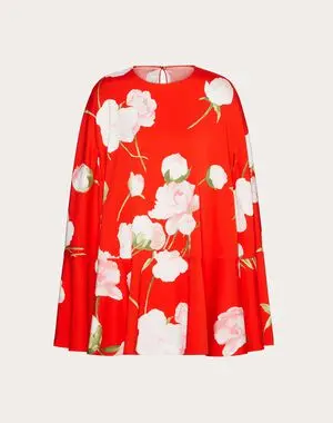 Valentino Garavani Floral-print Cape Dress
