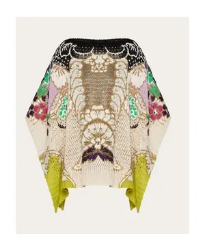 Valentino Garavani Cotton Satyr Leather Wool Embroidery Sweater - Nude