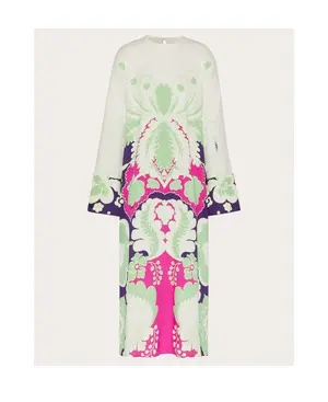 Valentino Garavani Floral Print Silk Midi Dress - White