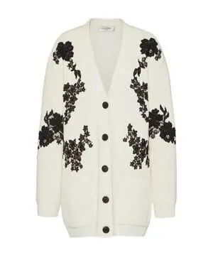 Valentino Garavani Oversized Lace Inserts Cardigan - White