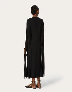 Valentino Garavani Fringed Cold-shoulder Maxi Dress