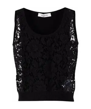 Valentino Garavani Crochet-design Sleeveless Top - Black