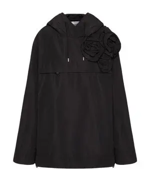 Valentino Garavani Floral-appliqué Drawstring Jacket - Black