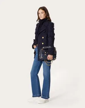 Valentino Garavani Double-breasted Appliqué-detail Coat