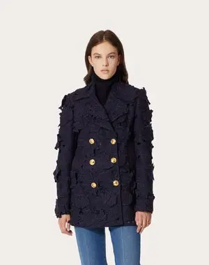 Valentino Garavani Double-breasted Appliqué-detail Coat