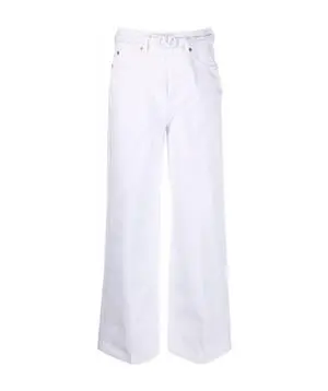 Valentino Garavani Vlogo Wide-legged Jeans With Belt - White