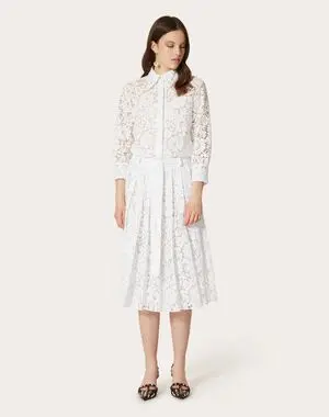 Valentino Garavani Floral-lace Pleated Shirt-dress