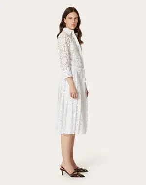 Valentino Garavani Floral-lace Pleated Shirt-dress