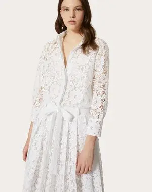 Valentino Garavani Floral-lace Pleated Shirt-dress