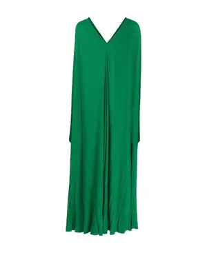 Valentino Garavani V-neck Pleated Cape Sleeved Dress