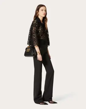 Valentino Garavani Vlogo Belt Wide-leg Trousers
