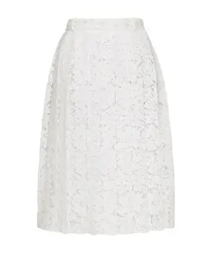 Valentino Garavani Floral-lace Pleated Skirt - White
