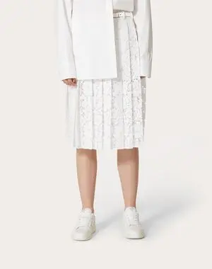 Valentino Garavani Floral-lace Pleated Skirt