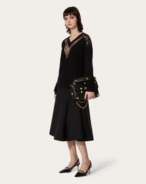 Valentino Garavani Lace-embellished V-neck Jumper