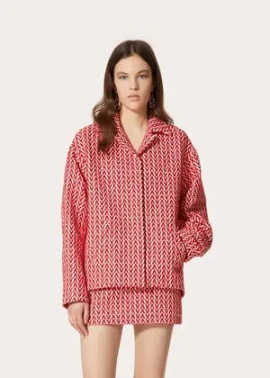 Valentino Garavani Optical Bouclé Classic-collar Jacket