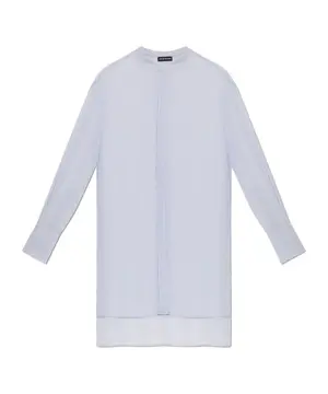Emporio Armani Stand Collar Longline Top - Light Blue
