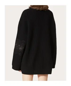 Valentino Garavani Lace-insert Wool Cardigan