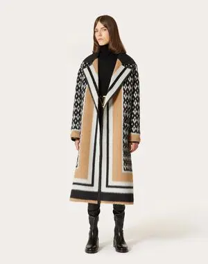 Valentino Garavani Notched-lapel Intarsia-knit Coat