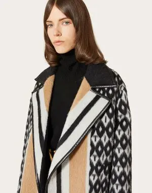 Valentino Garavani Notched-lapel Intarsia-knit Coat