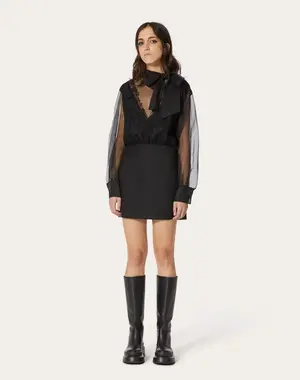 Valentino Garavani Vltn Silk Mni Drss W/ Lace Detail And Pu