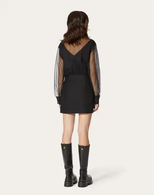 Valentino Garavani Vltn Silk Mni Drss W/ Lace Detail And Pu