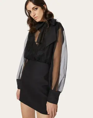Valentino Garavani Vltn Silk Mni Drss W/ Lace Detail And Pu