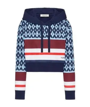 Valentino Garavani Logo-print Striped Hoodie - Blue