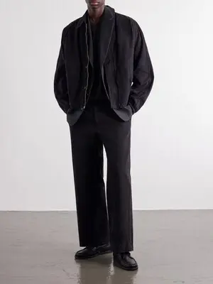 YOKE Wide-leg Garment-dyed Pleated Cotton-twill Trousers
