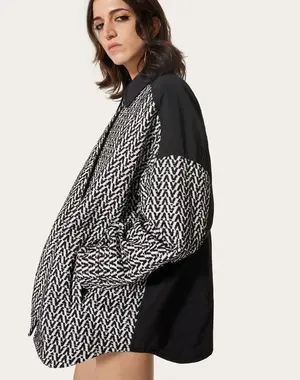 Valentino Garavani Optical Bouclé Drawstring-waist Jacket