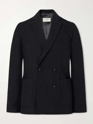 Officine Générale Leon Double-breasted Virgin Wool Suit Jacket - Black